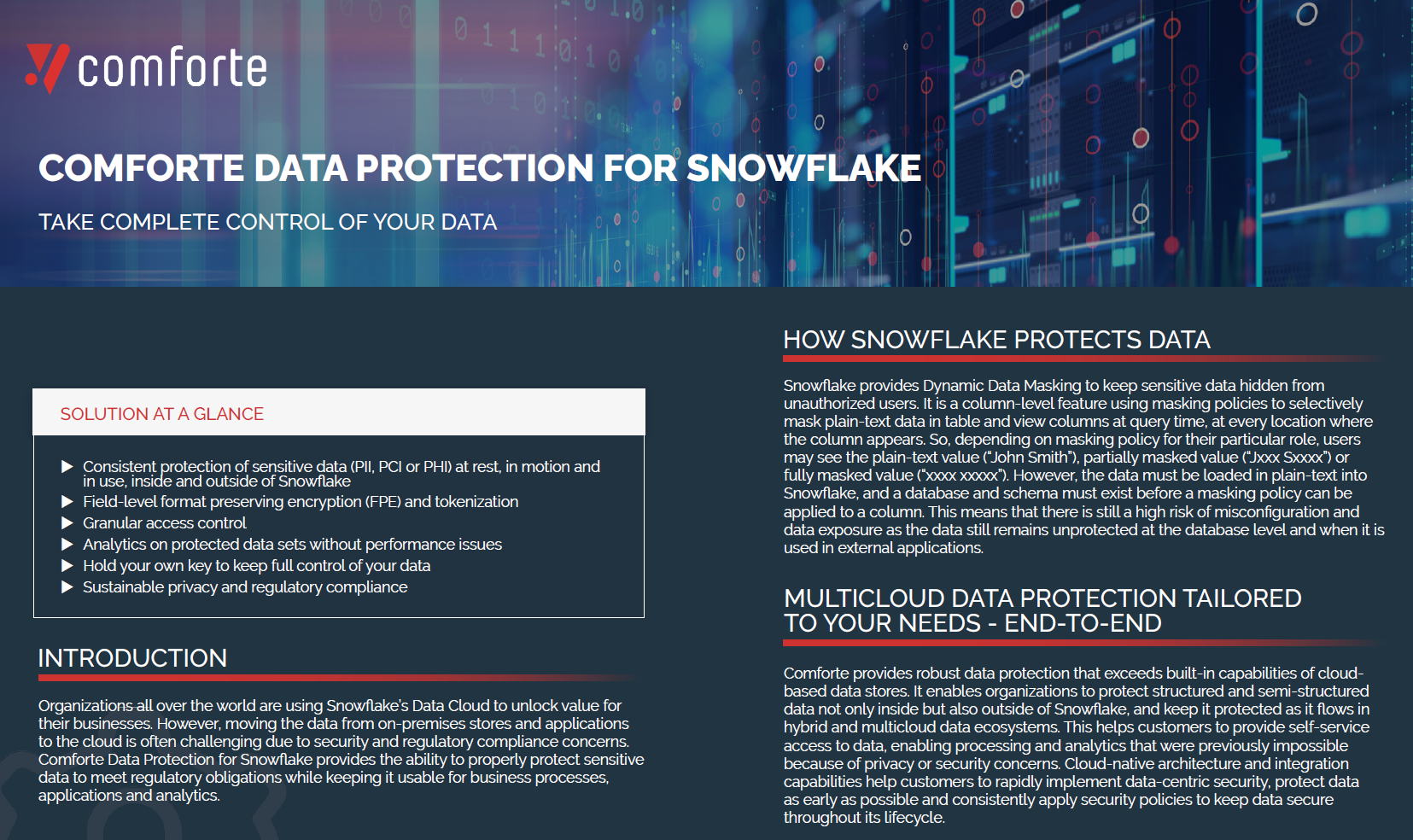 Solution Brief: comforte Data Protection for Snowflake Solution Brief: comforte Data Protection for Snowflake